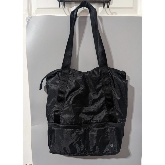 lululemon athletica | Bags | Lululemon Black Gym Laptop Tote Weekender ...